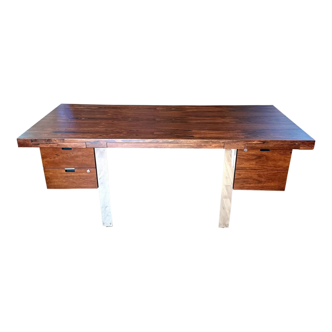 1970s Dunbar Executive Rosewood Desk by Roger Sprunger – Moonpool Modern